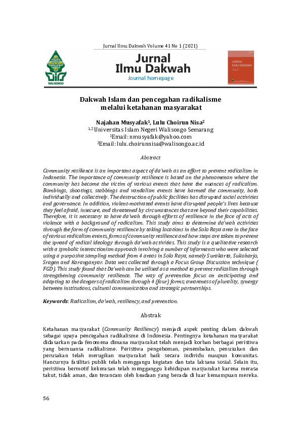 (PDF) Dakwah Islam dan pencegahan radikalisme melalui ketahanan masyarakat