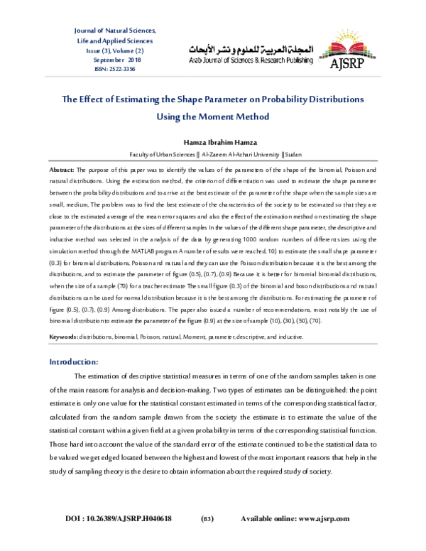 (PDF) The Effect of Estimating the Shape Parameter on Probability ...
