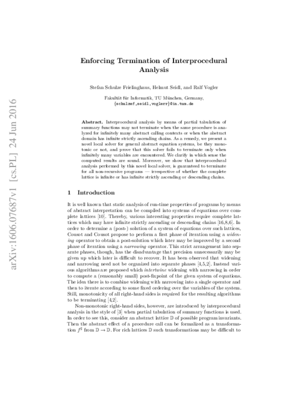 (PDF) Enforcing Termination of Interprocedural Analysis