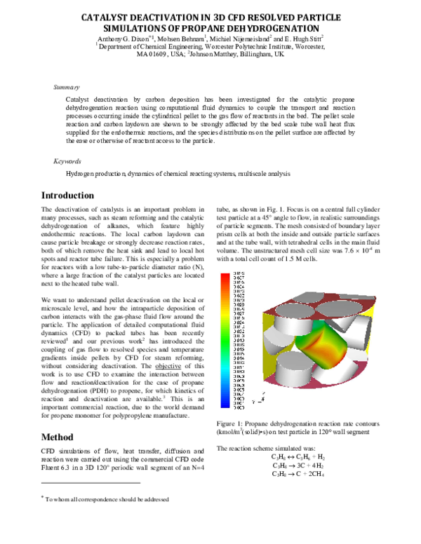 (PDF) Catalyst Deactivation in 3D CFD Resolved Particle Simulations of Propane Dehydrogenation