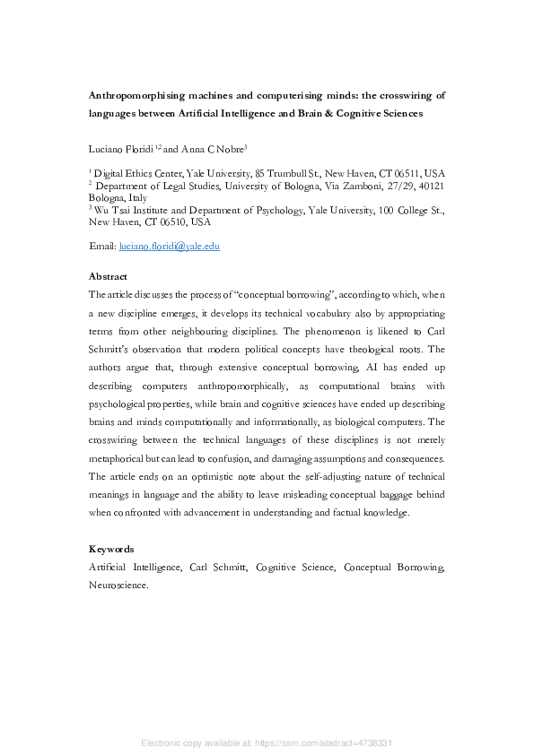 (PDF) Anthropomorphising Machines and Computerising Minds: The Crosswiring of Languages Between ...