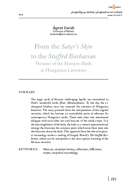 (PDF) From the Satyr's Skin to the Stuffed Barbarian. Versions of the ...