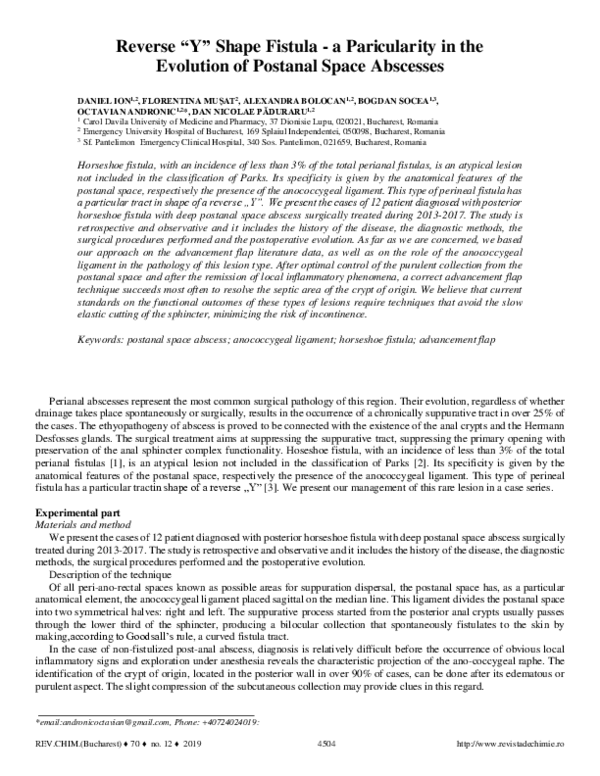 (PDF) Reverse “Y” Shape Fistula - a Paricularity in the Evolution of ...
