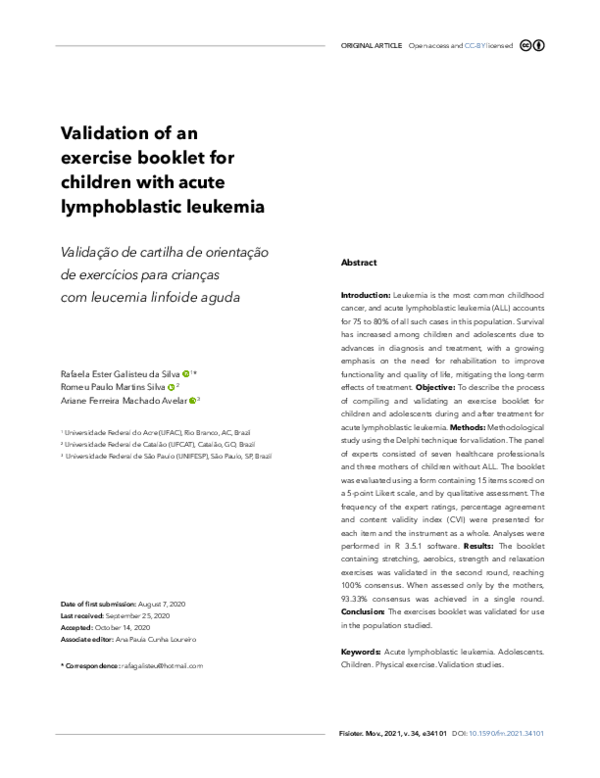 (PDF) Validation of an exercise booklet for children with acute ...