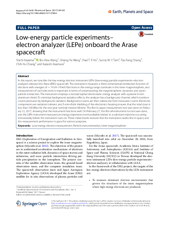 (PDF) Low-energy particle experiments–electron analyzer (LEPe) onboard ...