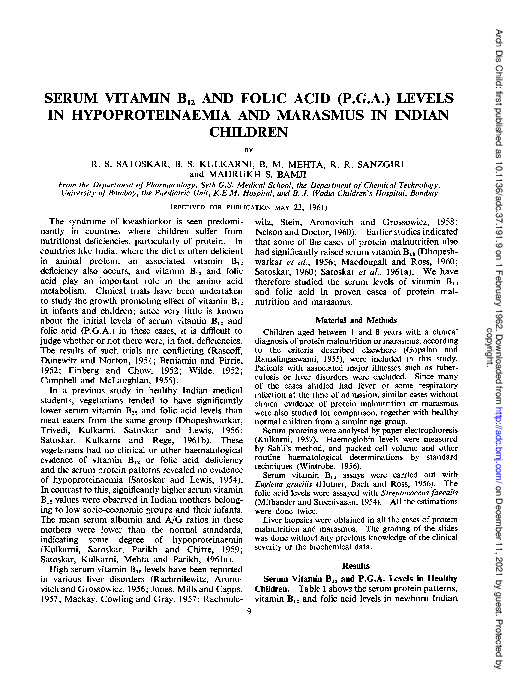(PDF) Serum Vitamin B12 and Folic Acid (P.G.A.) Levels in ...