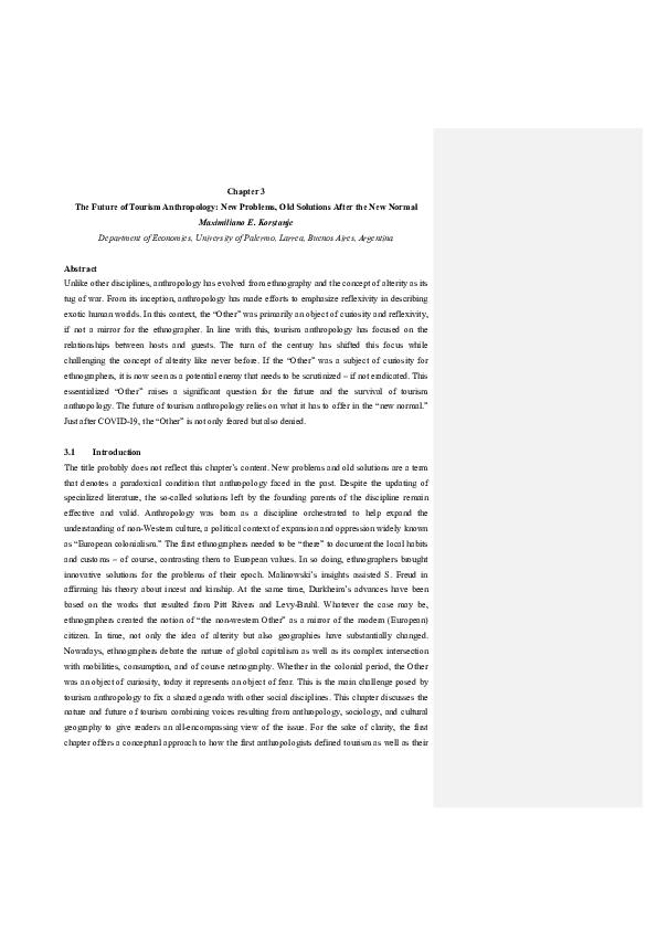 (PDF) The Future of Tourism Anthropology: New Problems, Old Solutions ...