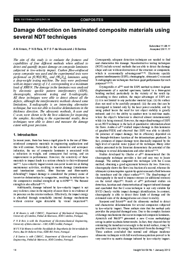 (PDF) Damage detection on laminated composite materials using several NDT techniques