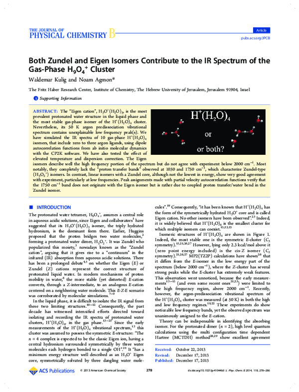 (PDF) Both Zundel and Eigen Isomers Contribute to the IR Spectrum of ...
