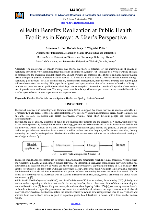 (PDF) User Perspectives on eHealth Benefits in Kenyan Public Health