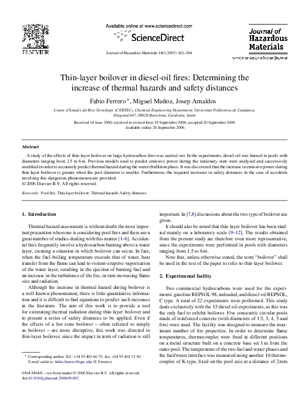 (PDF) Thin-layer boilover in diesel-oil fires: Determining the increase ...