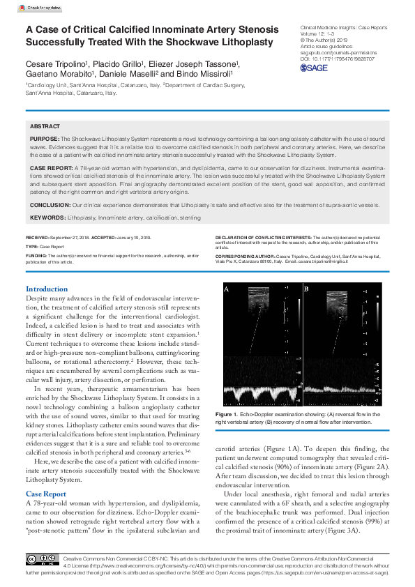 (PDF) A Case of Critical Calcified Innominate Artery Stenosis ...
