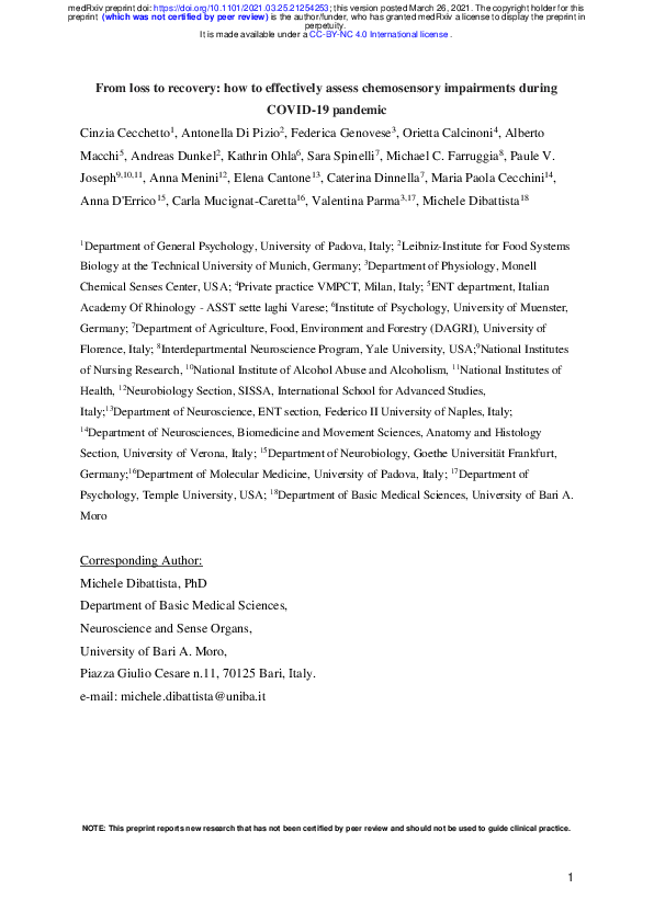 (PDF) From loss to recovery: how to effectively assess chemosensory ...