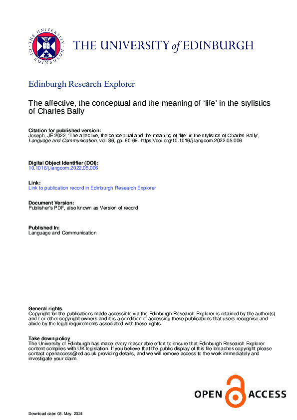 (PDF) The affective, the conceptual and the meaning of ‘life’ in the ...