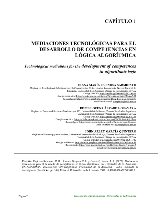 (PDF) CAPÍTULO 1 MEDIACIONES TECNOLÓGICAS PARA EL DESARROLLO DE COMPETENCIAS EN LÓGICA ...
