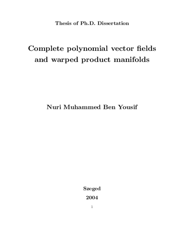 (PDF) Complete polynomial vector fields and warped product manifolds