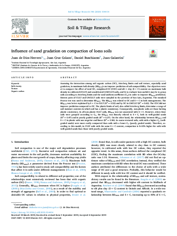 (PDF) Influence of sand gradation on compaction of loess soils