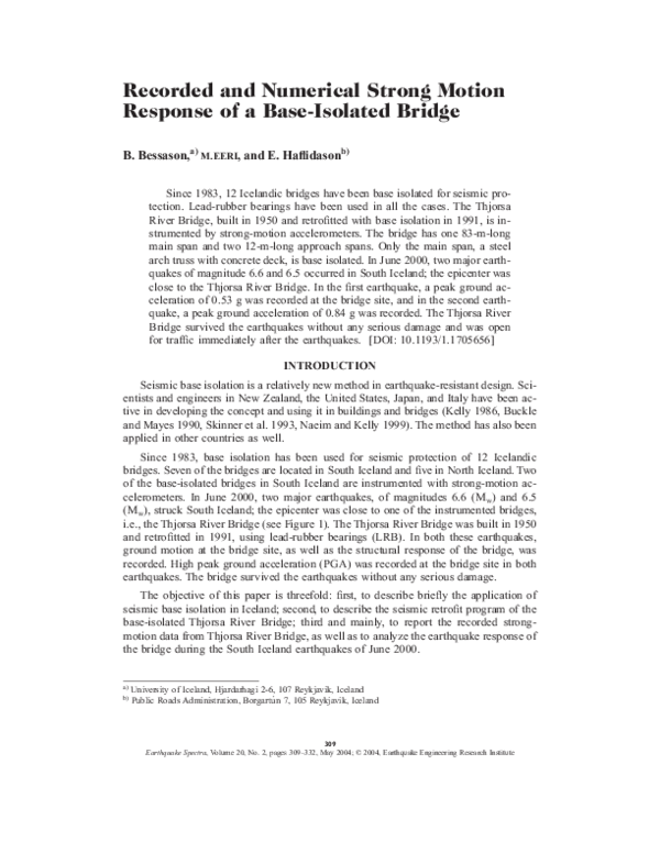 (PDF) Recorded and Numerical Strong Motion Response of a Base-Isolated ...