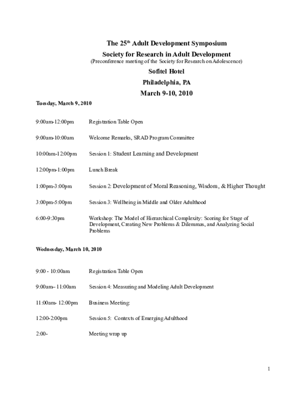 (PDF) The 25th Adult Development Symposium Society for Research in ...