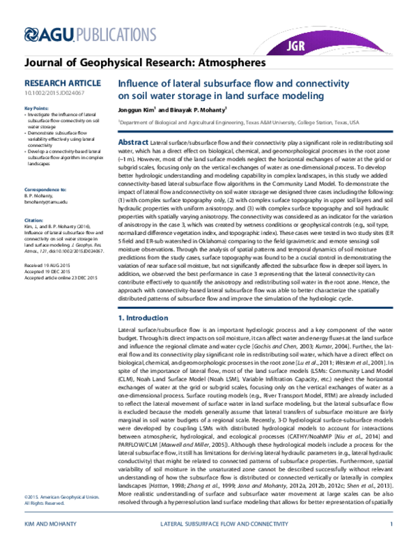 (PDF) Influence of lateral subsurface flow and connectivity on soil ...