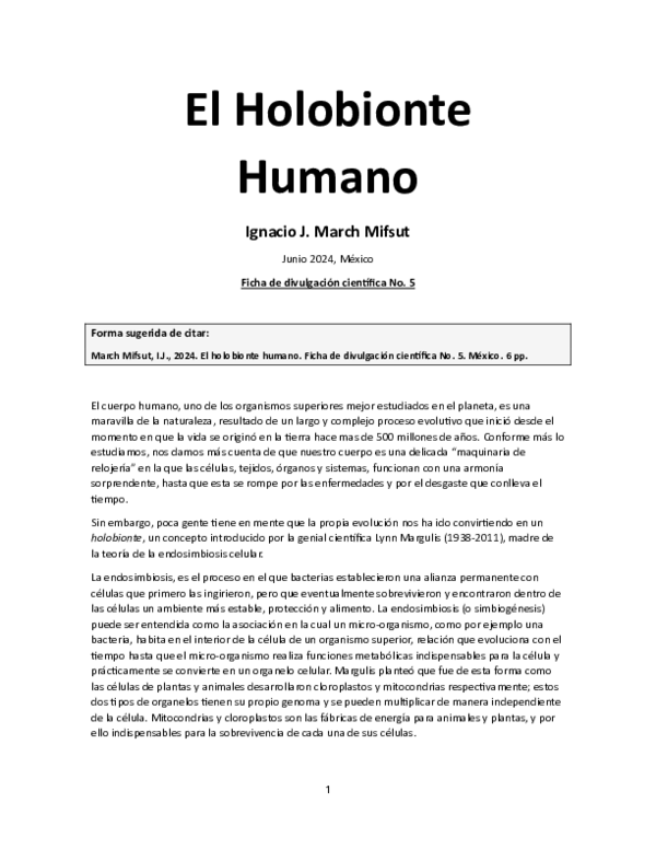 (PDF) El Holobionte Humano