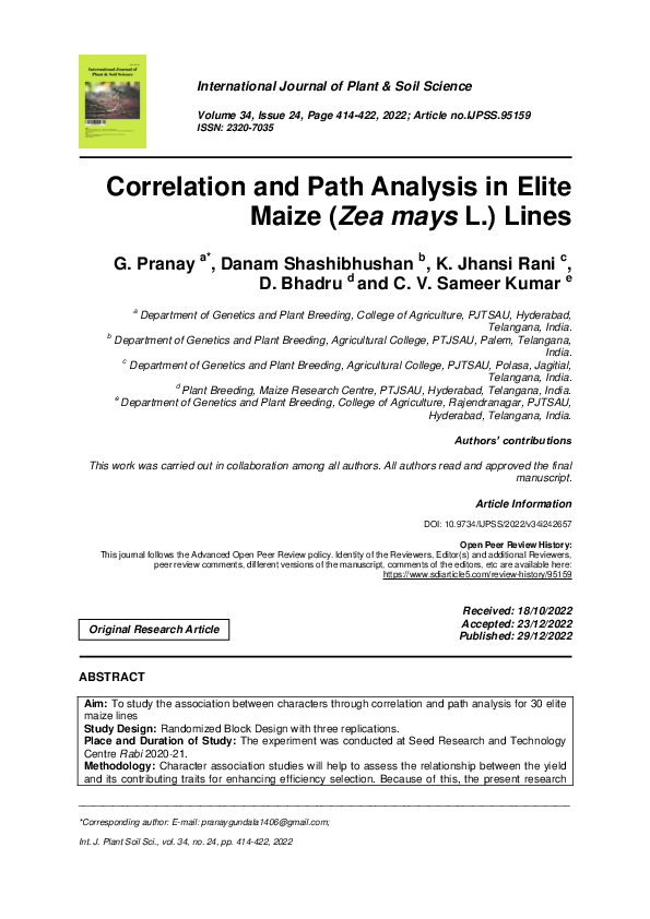 (PDF) Correlation and Path Analysis in Elite Maize (Zea mays L.) Lines