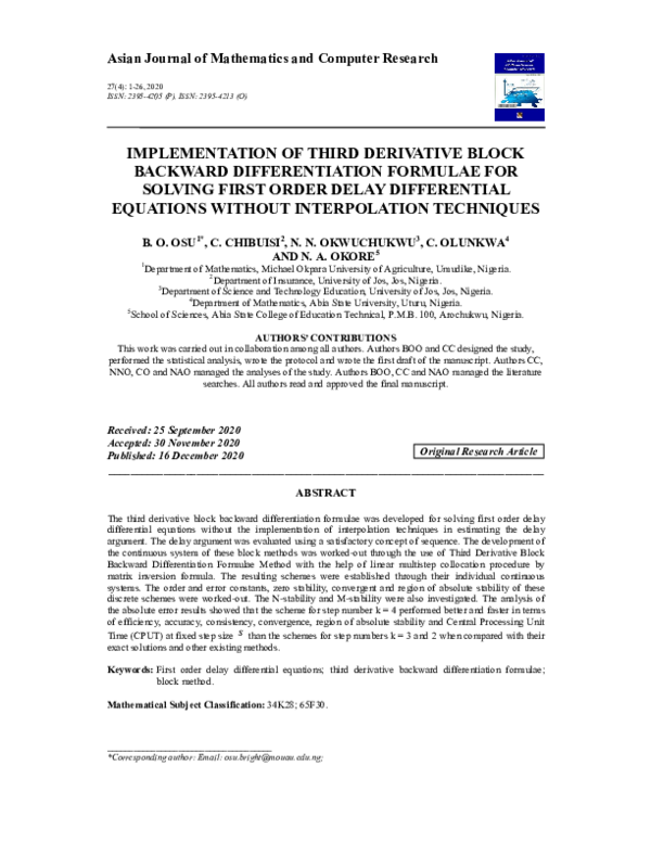 Pdf Implementation Of Third Derivative Block Backward Differentiation Formulae For Solving