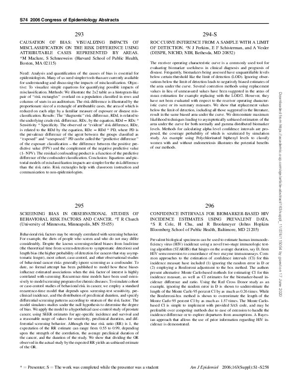 (PDF) Roc Curve Inference from a Sample with a Limit of Detection