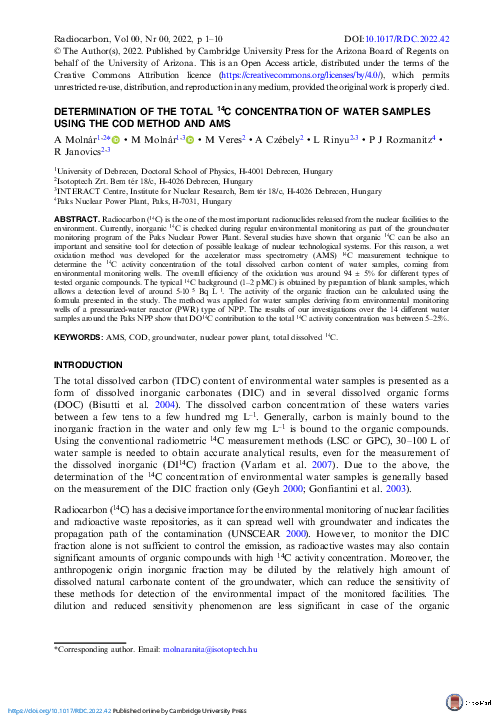 (PDF) Determination of the Total 14C Concentration of Water Samples ...