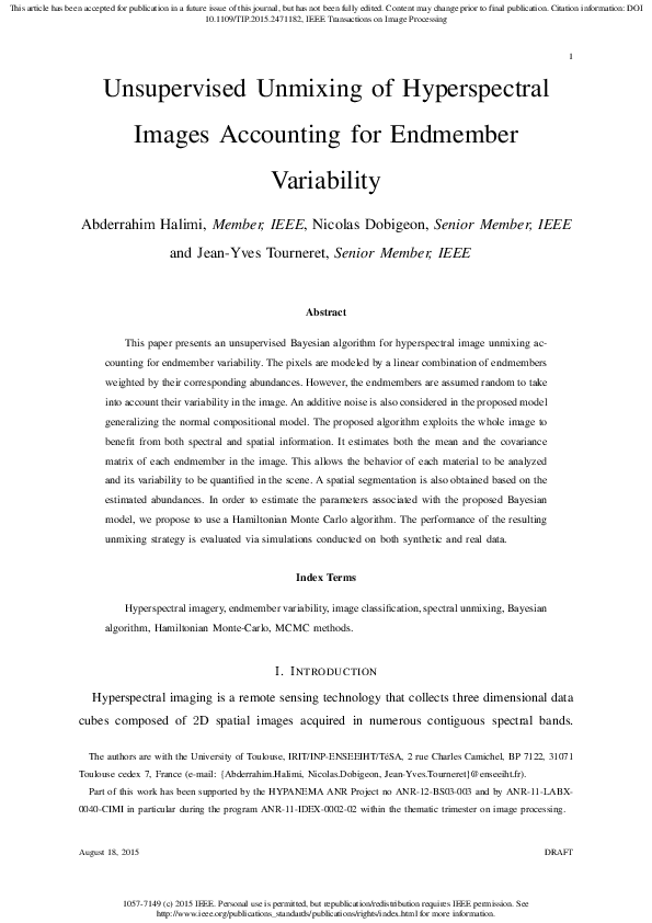 (PDF) Unsupervised unmixing of hyperspectral imagery using a multiscale representation