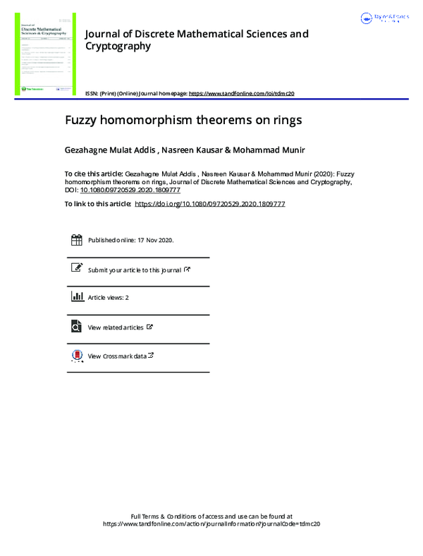 (PDF) Fuzzy homomorphism theorems on rings