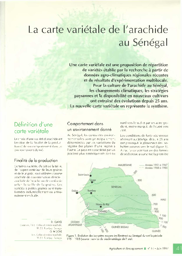 (PDF) La carte variétale de l'arachide au Sénégal