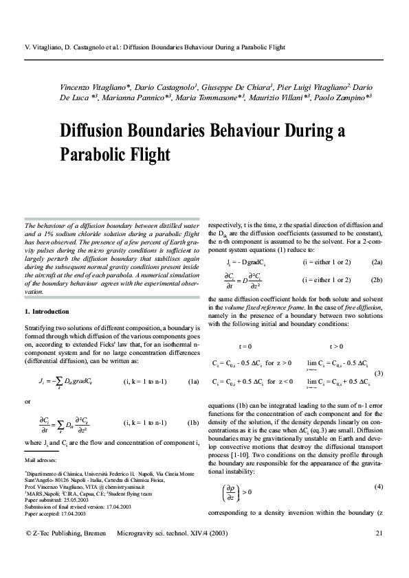 (PDF) Diffusion boundaries behaviour during a parabolic flight ...