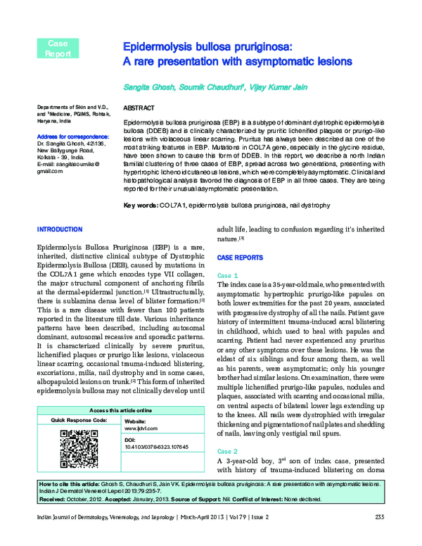 (PDF) Epidermolysis bullosa pruriginosa: A rare presentation with ...