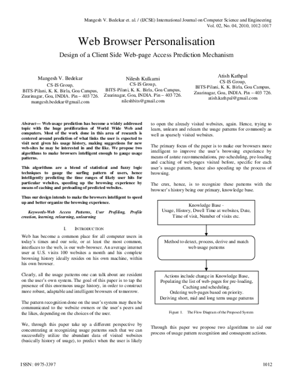 (PDF) Design of a Client Side Web-page Access Prediction Mechanism