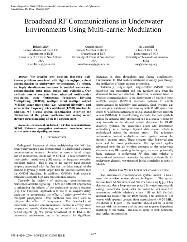 (PDF) Broadband RF communications in underwater environments using multi-carrier modulation | mo ...
