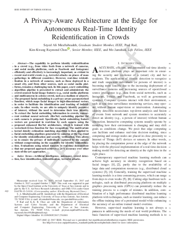 (PDF) A Privacy-Aware Architecture at the Edge for Autonomous Real-Time ...