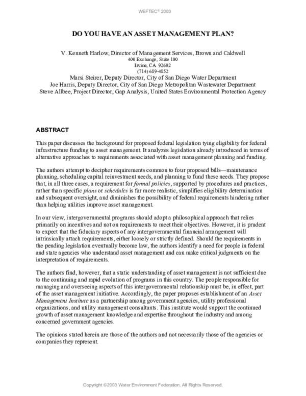 (PDF) Federal Asset Management Plan Legislation Review