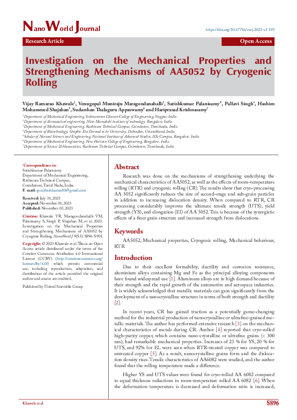 (PDF) Investigation on the Mechanical Properties and Strengthening Mechanisms of AA5052 by ...