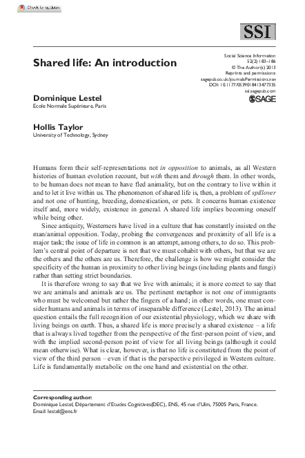 (PDF) Shared life: An introduction