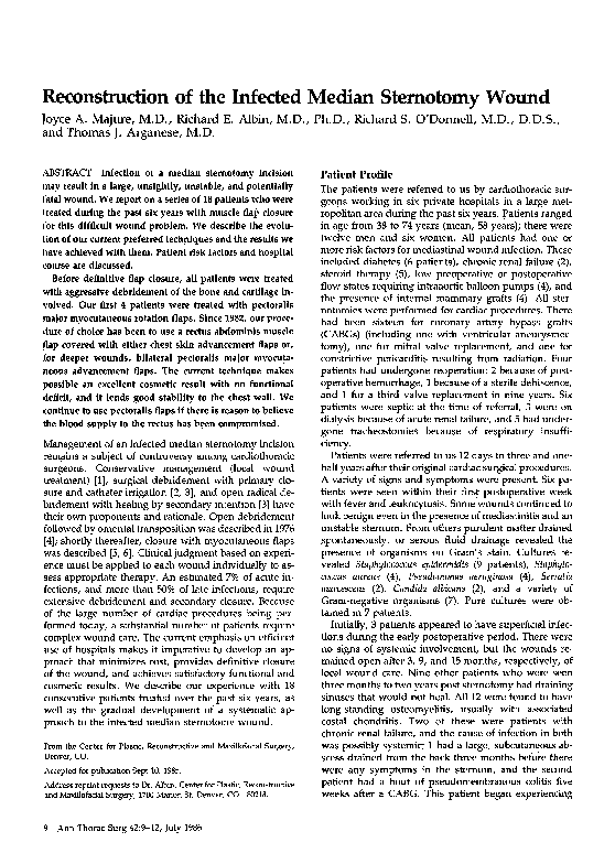 (PDF) Reconstruction of the Infected Median Sternotomy Wound