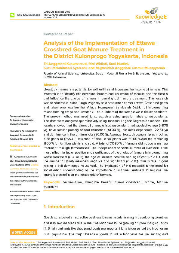 (PDF) Analysis of the Implementation of Ettawa Crossbred Goat Manure ...