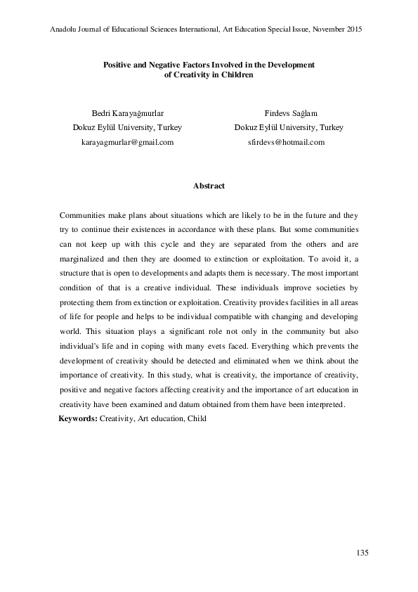 (PDF) Positive and Negative Factors Involved in the Development of ...