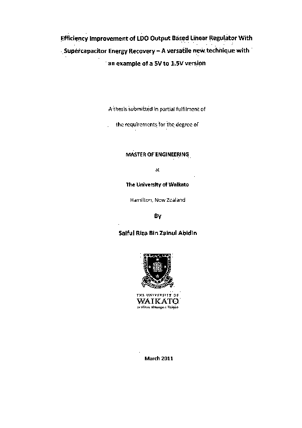 Pdf Efficiency Improvement Of Ldo Ouput Based Linear Regulator With Supercapacitor Energy
