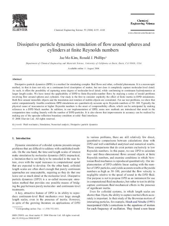 (PDF) Dissipative particle dynamics simulation of flow around spheres and cylinders at finite ...
