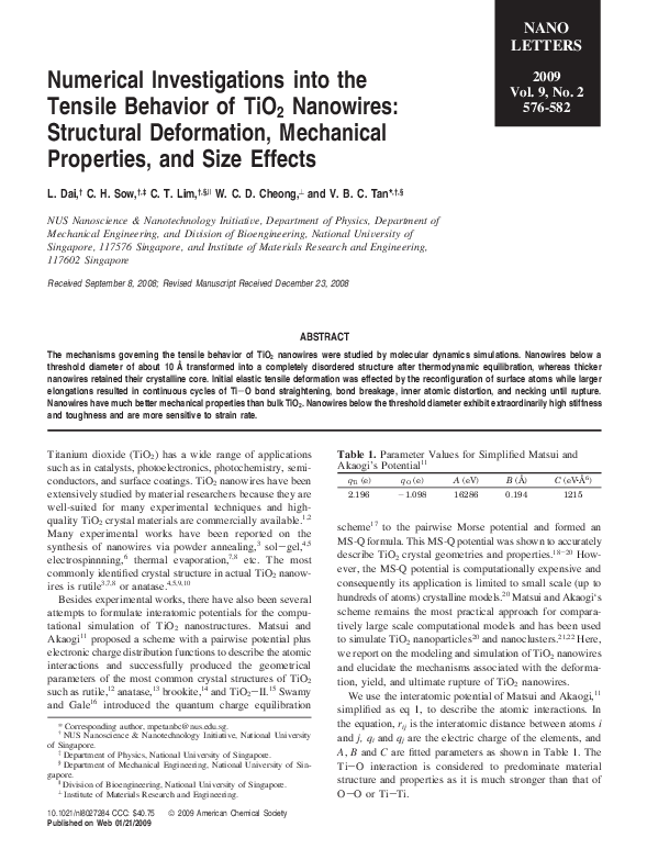 (PDF) Numerical Investigations into the Tensile Behavior of TiO2 ...