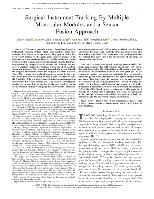 (PDF) Surgical Instrument Tracking By Multiple Monocular Modules and a ...