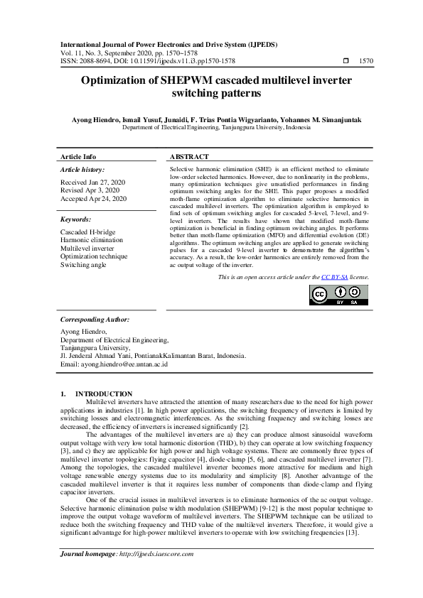 (PDF) Optimization of SHEPWM cascaded multilevel inverter switching patterns