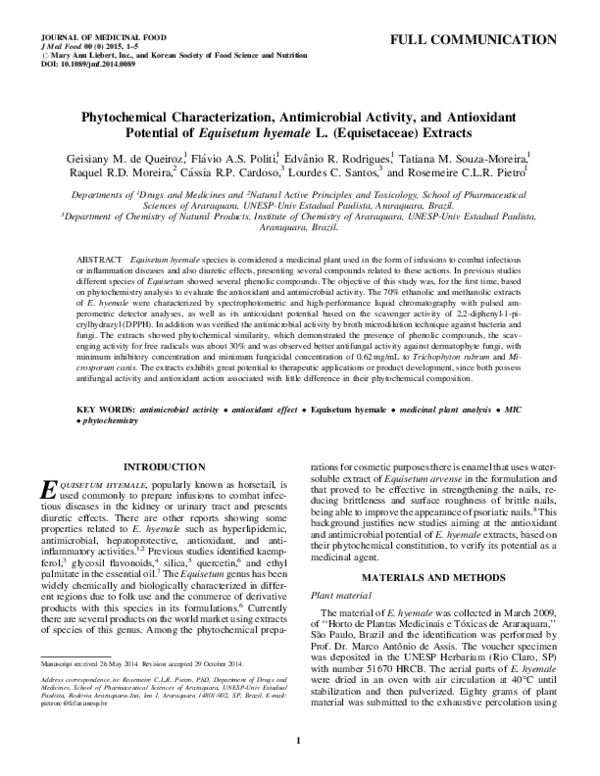(PDF) Phytochemical Characterization, Antimicrobial Activity, and Antioxidant Potential of ...