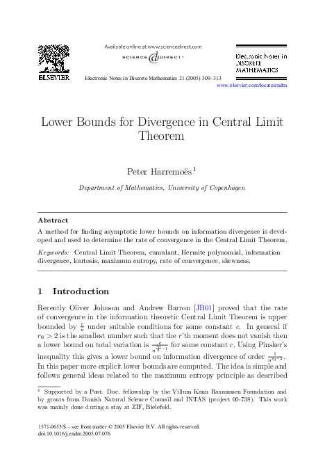 (PDF) Lower Bounds for Divergence in the Central Limit Theorem